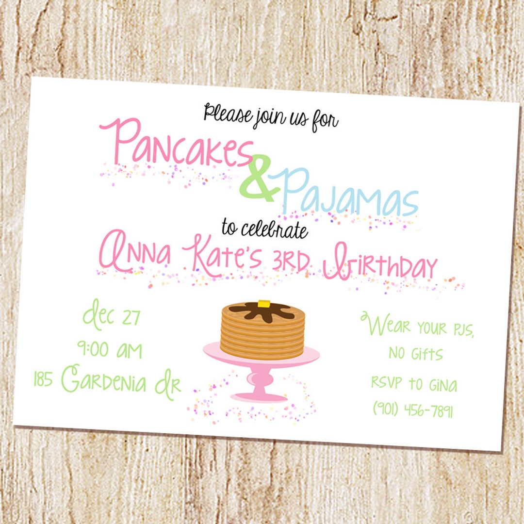 Crêpes et pyjama Invitation, Invitation soirée pyjama, anniversaire de ...