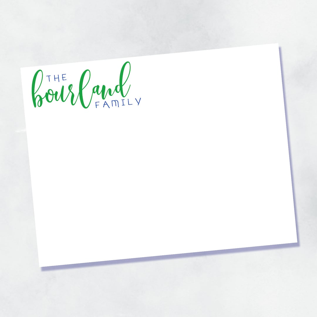 Family Note Cards - Flat Note Cards - Personalized Note Cards ...