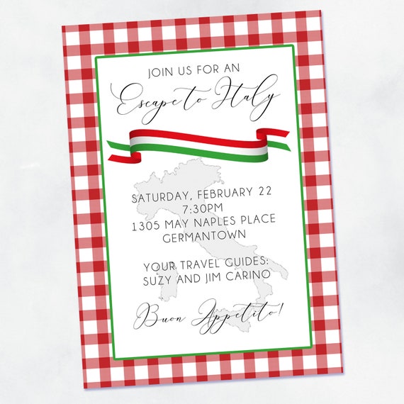 Italian Dinner Party Invitation Printable Invite or Printed - Etsy