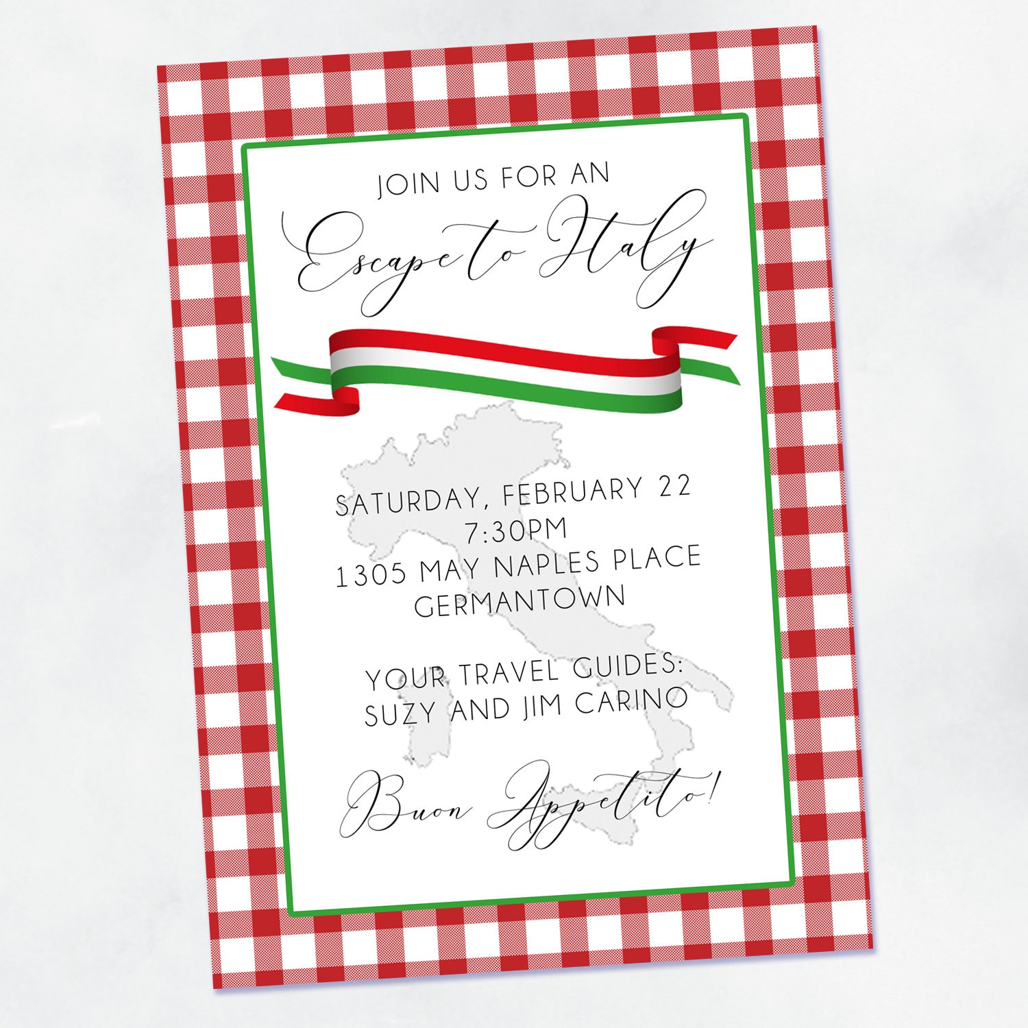Italian Dinner Party Invitation Printable Invite or Printed | Etsy
