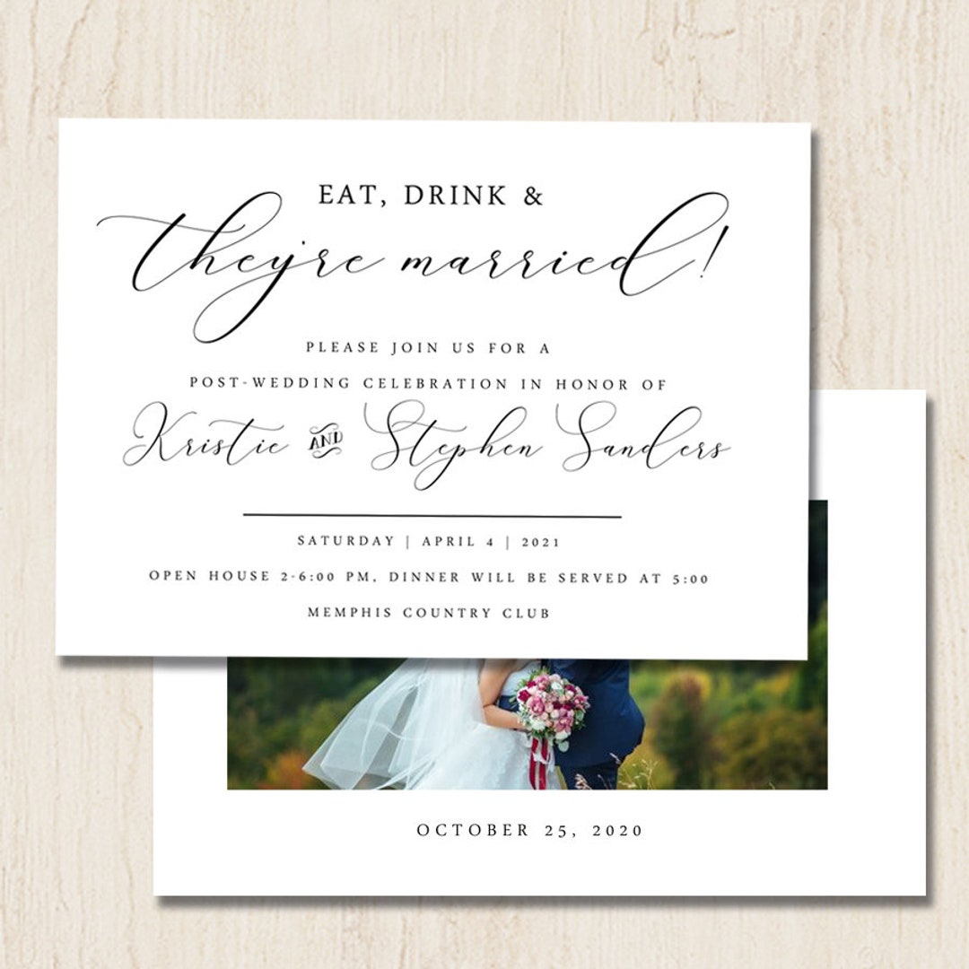 Post Wedding Invitation - Wedding Photo Invitation - Wedding Party ...