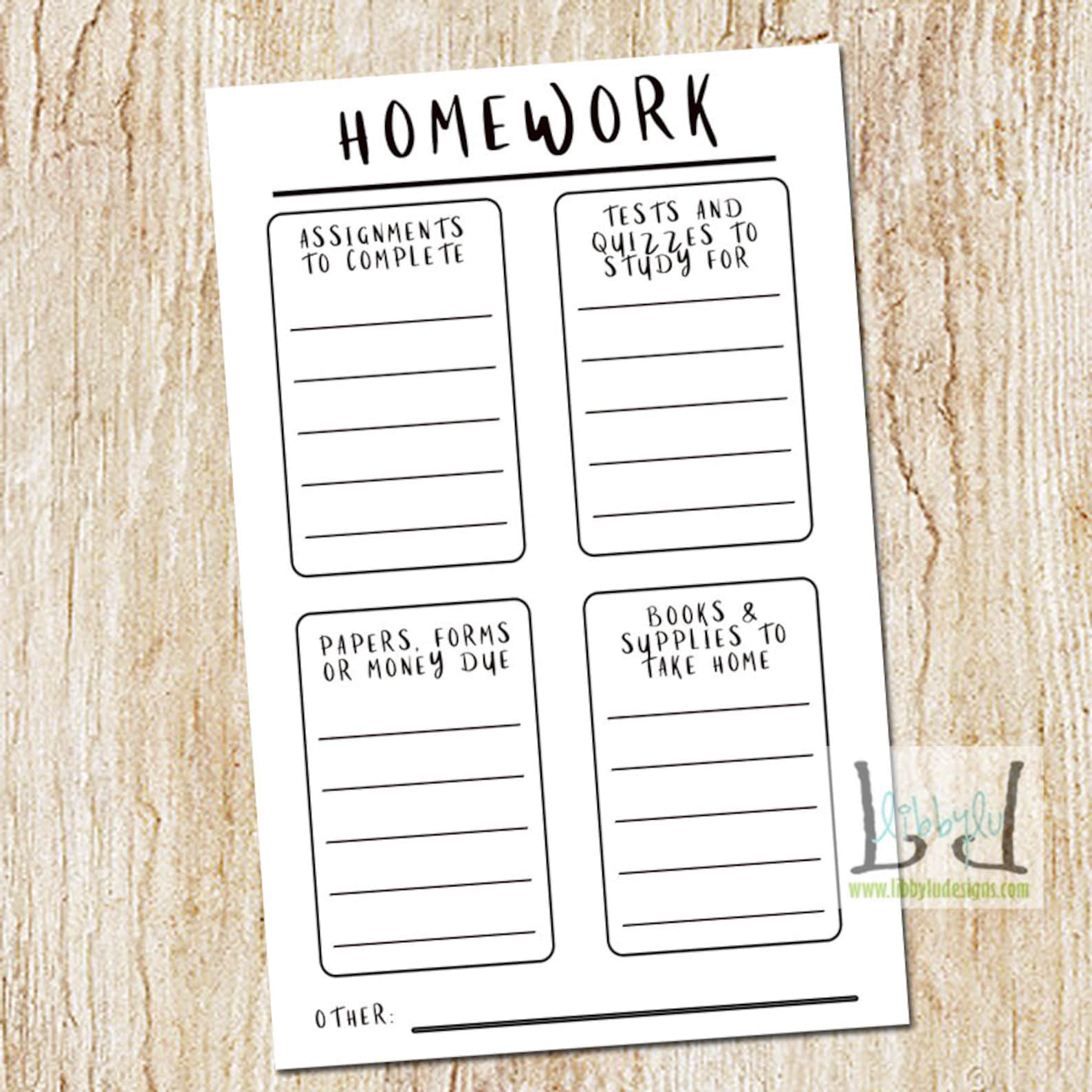 Homework Notepad, Student Notepad, Student Planner Printable, Instant ...