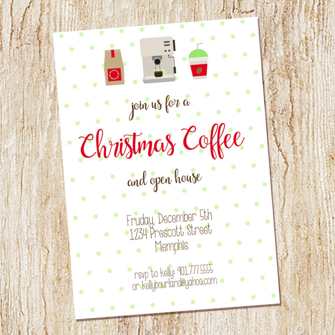 Christmas Coffee Invitation Christmas Party Invitation - Etsy
