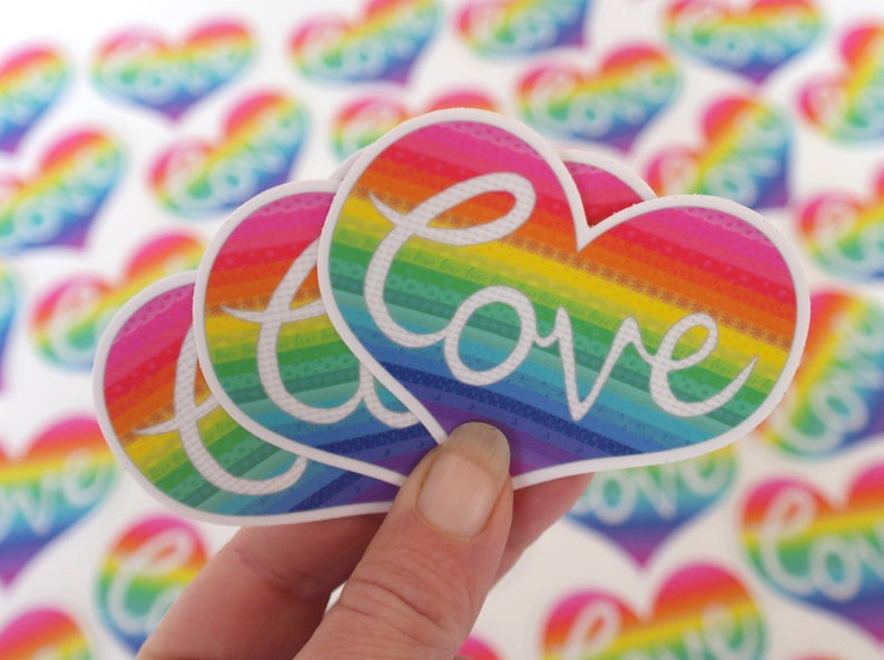 Rainbow Heart Vinyl Sticker A Love Heart Sticker With a - Etsy