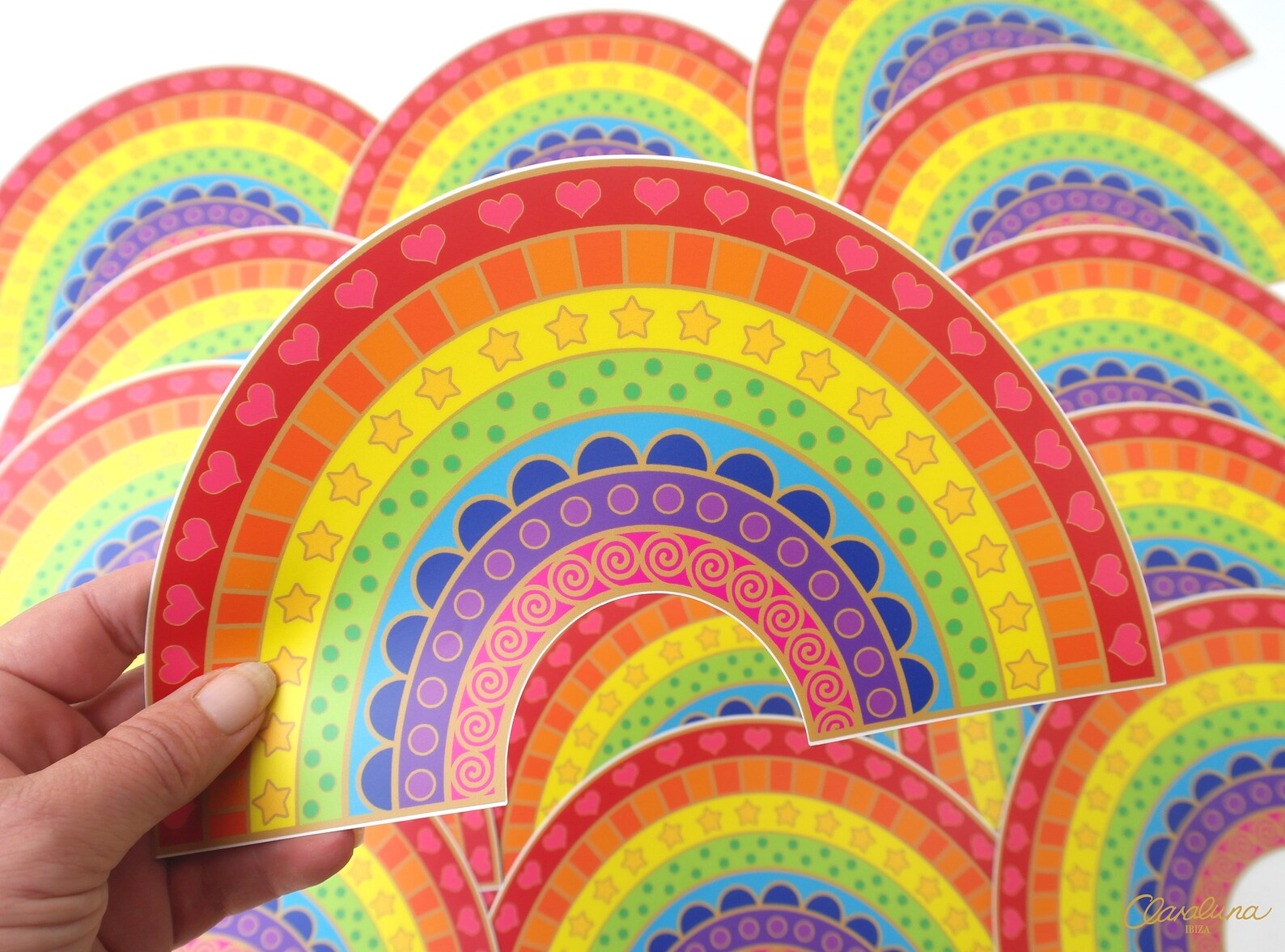 Large Rainbow Sticker A Happy Rainbow Sticker for Use as a | Etsy