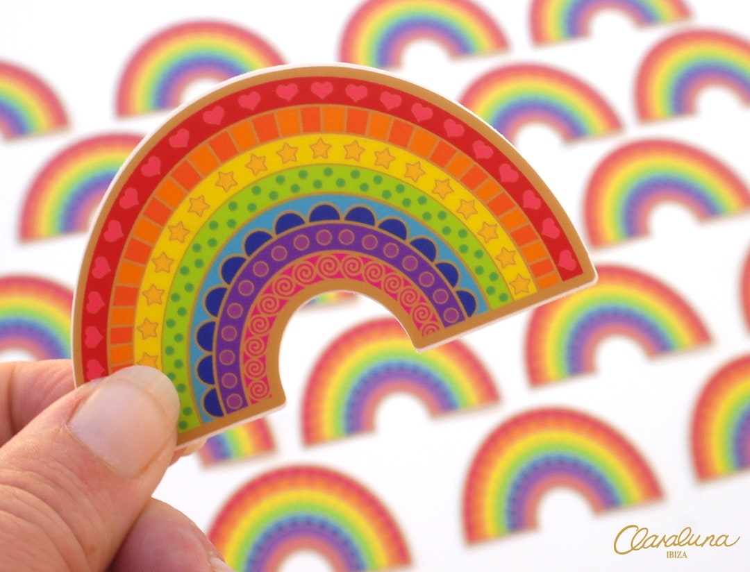 Rainbow Sticker A Happy Rainbow Vinyl Sticker for Use as a Positive Car ...