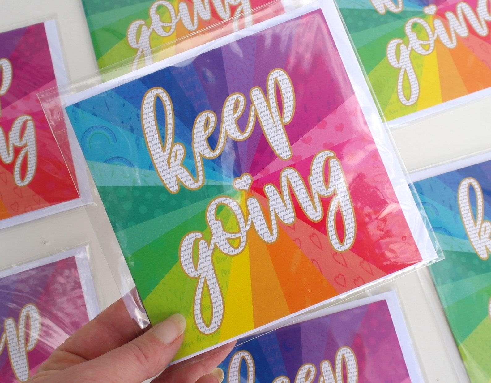 Keep Going Card A Positive Affirmation With a Rainbow of | Etsy