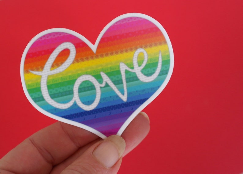 Rainbow Heart Vinyl Sticker A Love Heart Sticker With a - Etsy