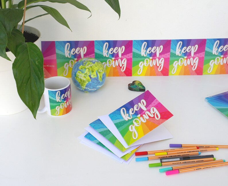 Keep Going Card A Positive Affirmation With a Rainbow of - Etsy