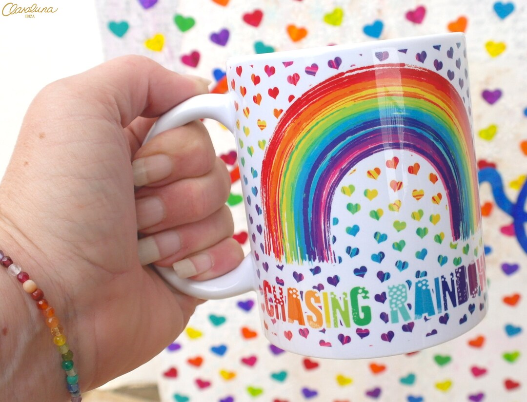Chasing Rainbows Mug A Bright and Happy Rainbow Mug for - Etsy