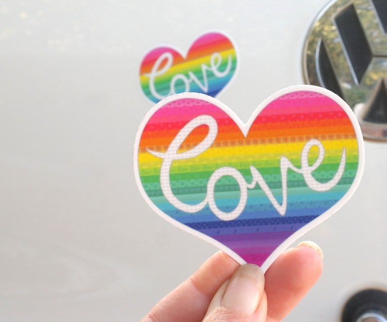 Rainbow Heart Vinyl Sticker A Love Heart Sticker With a - Etsy