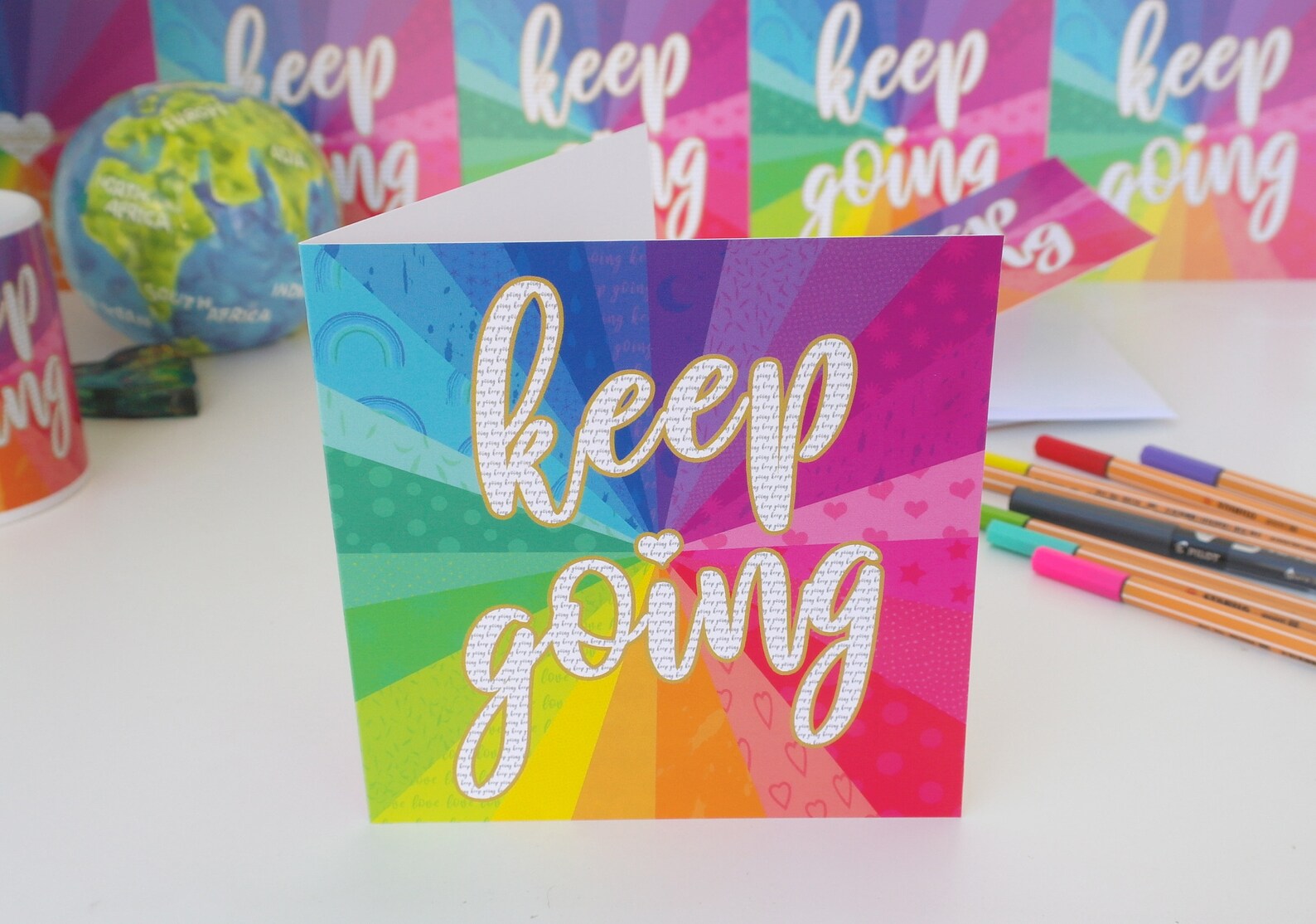 Keep Going Card A Positive Affirmation With a Rainbow of - Etsy