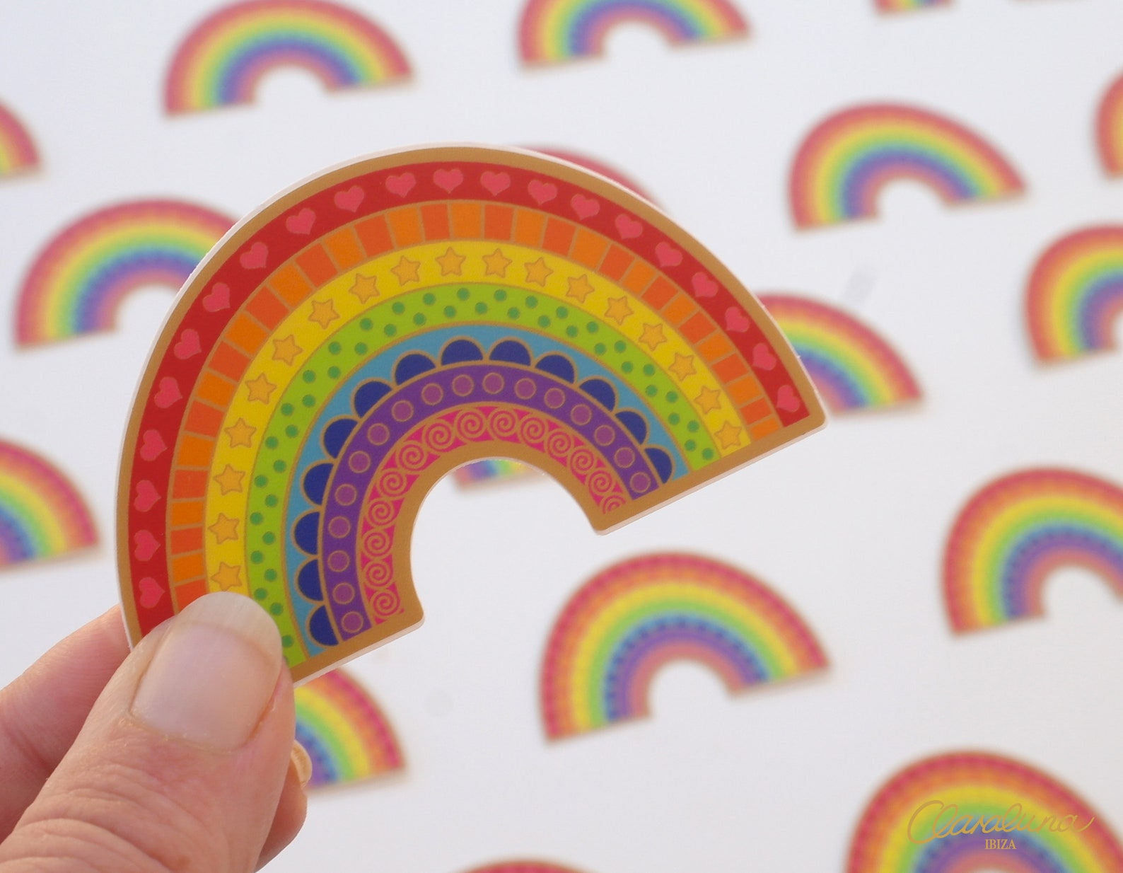 Rainbow Sticker A Happy Rainbow Vinyl Sticker for Use as a | Etsy