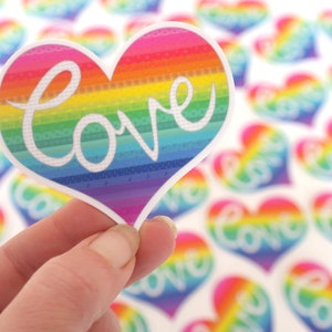 Rainbow Heart Vinyl Sticker A Love Heart Sticker With a Rainbow of ...