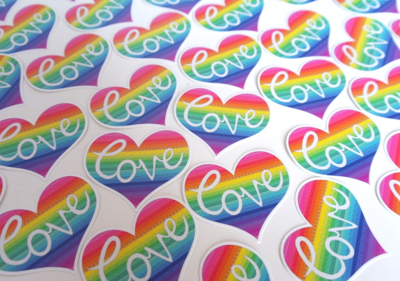 Rainbow Heart Vinyl Sticker A Love Heart Sticker With a - Etsy