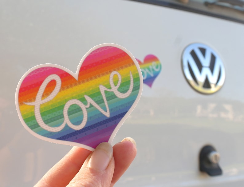 Rainbow Heart Vinyl Sticker A Love Heart Sticker With a - Etsy