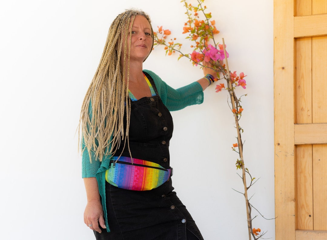 Floral Rainbow Stripe Fanny Pack A Funky Boho Rainbow Bum Bag in a ...