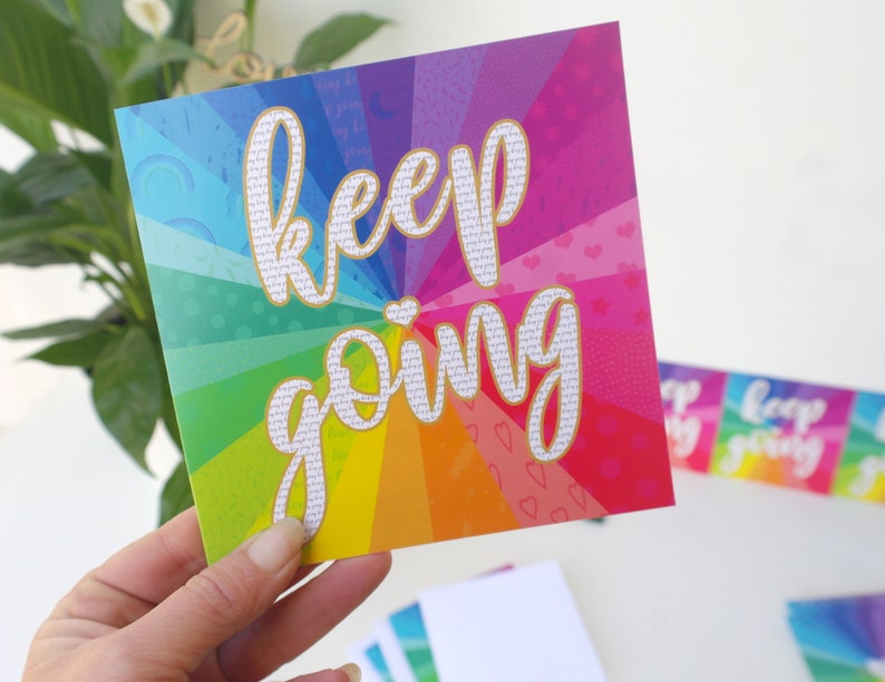 Keep Going Card A Positive Affirmation With a Rainbow of - Etsy