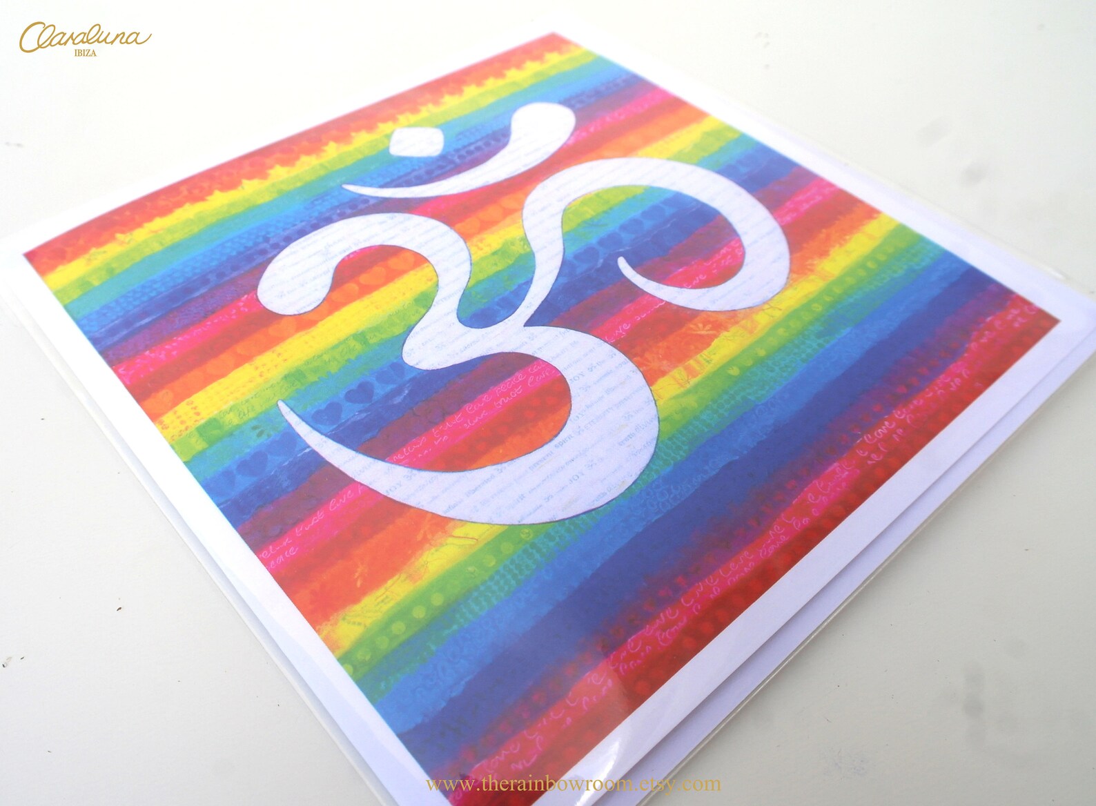 Rainbow Om Art Greetings Card A colourful and positive | Etsy