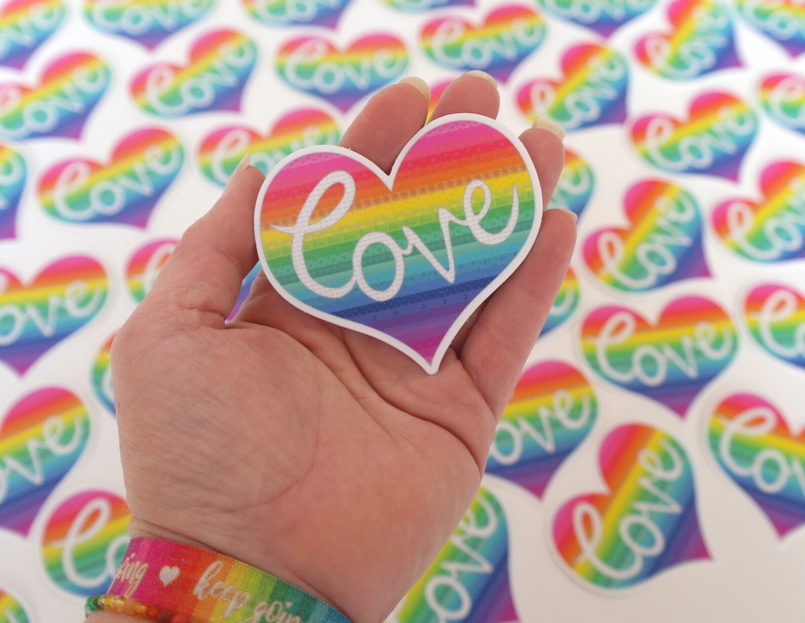 Rainbow Heart Vinyl Sticker A Love Heart Sticker With a - Etsy