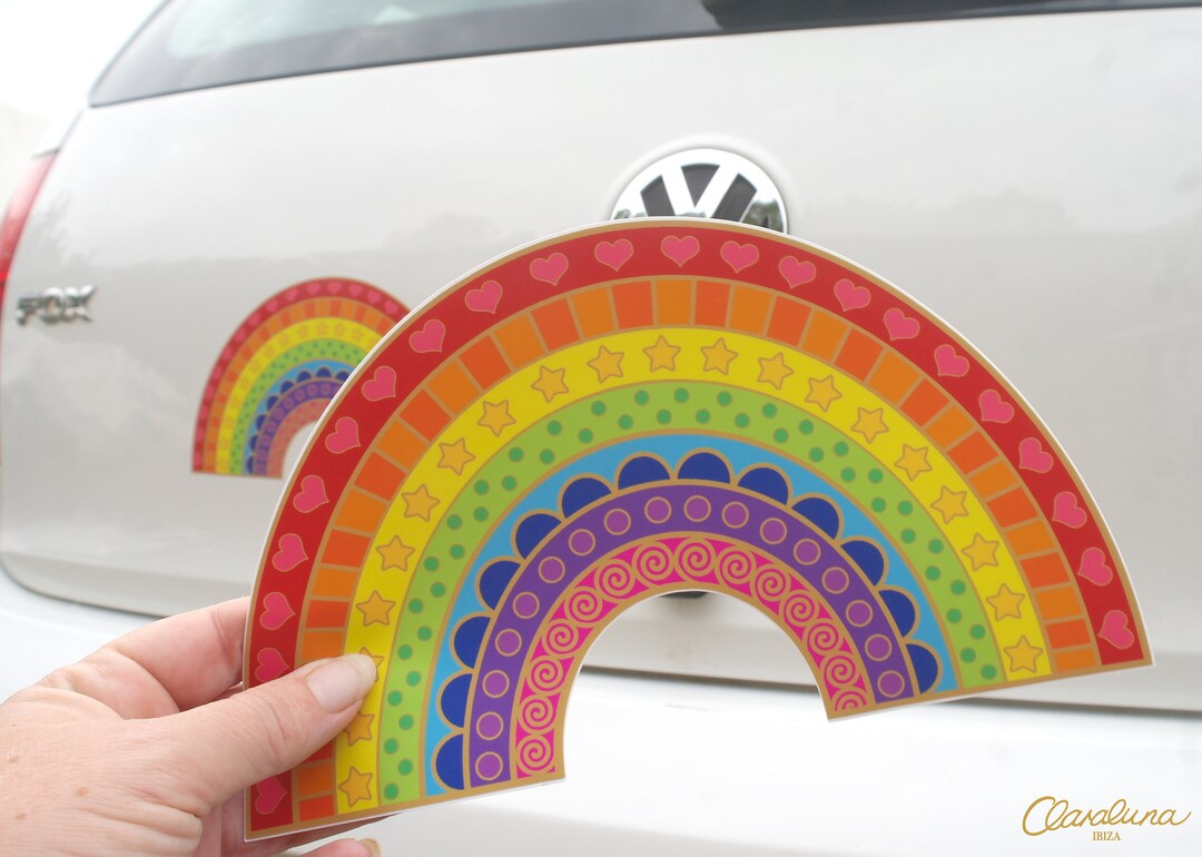 Large Rainbow Sticker A Happy Rainbow Sticker for Use as a - Etsy