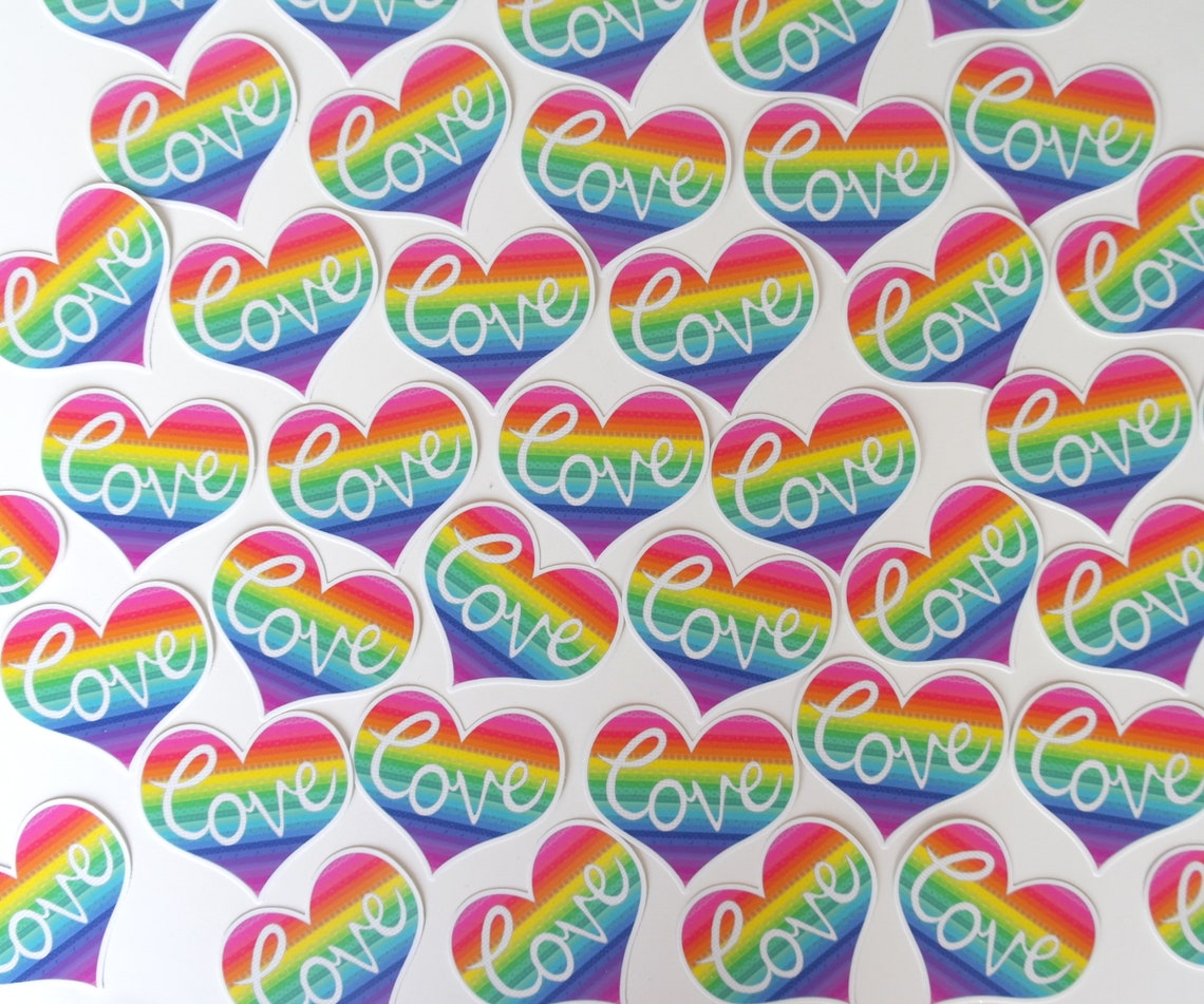 Rainbow Heart Vinyl Sticker A Love Heart Sticker with a | Etsy
