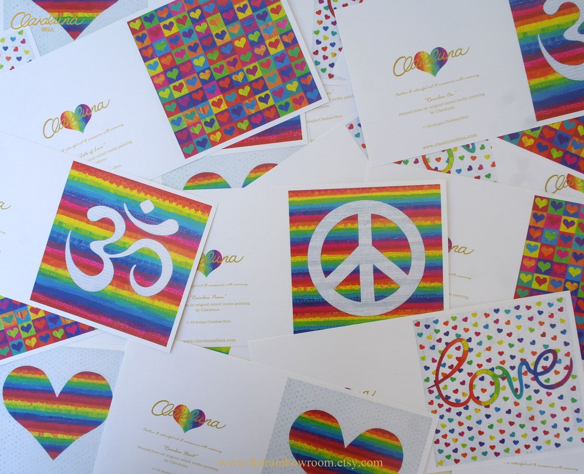 Rainbow Art Greetings Cards Set A Multipack of 5 Colourful - Etsy