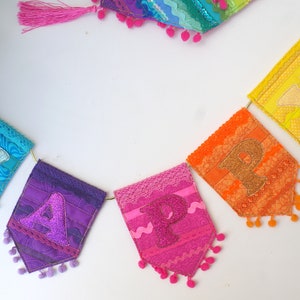 Rainbow Pennant Flags Positive Applique Flags With the Word - Etsy