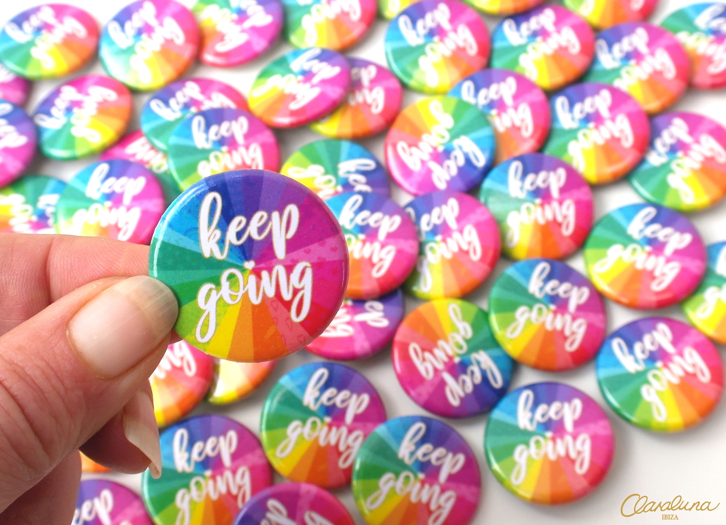 Keep Going Badge A Positive Rainbow Badge. Affirmation - Etsy 日本