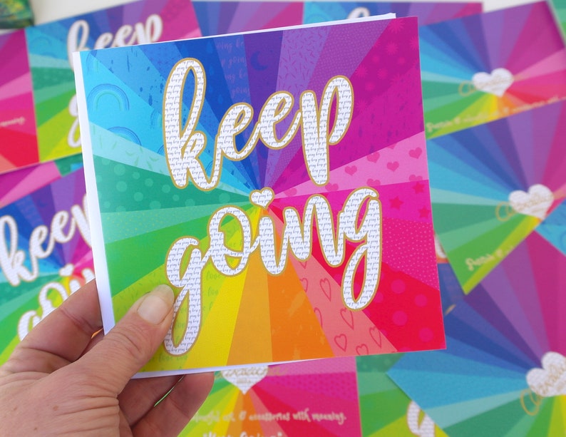 Keep Going Card A Positive Affirmation With a Rainbow of - Etsy