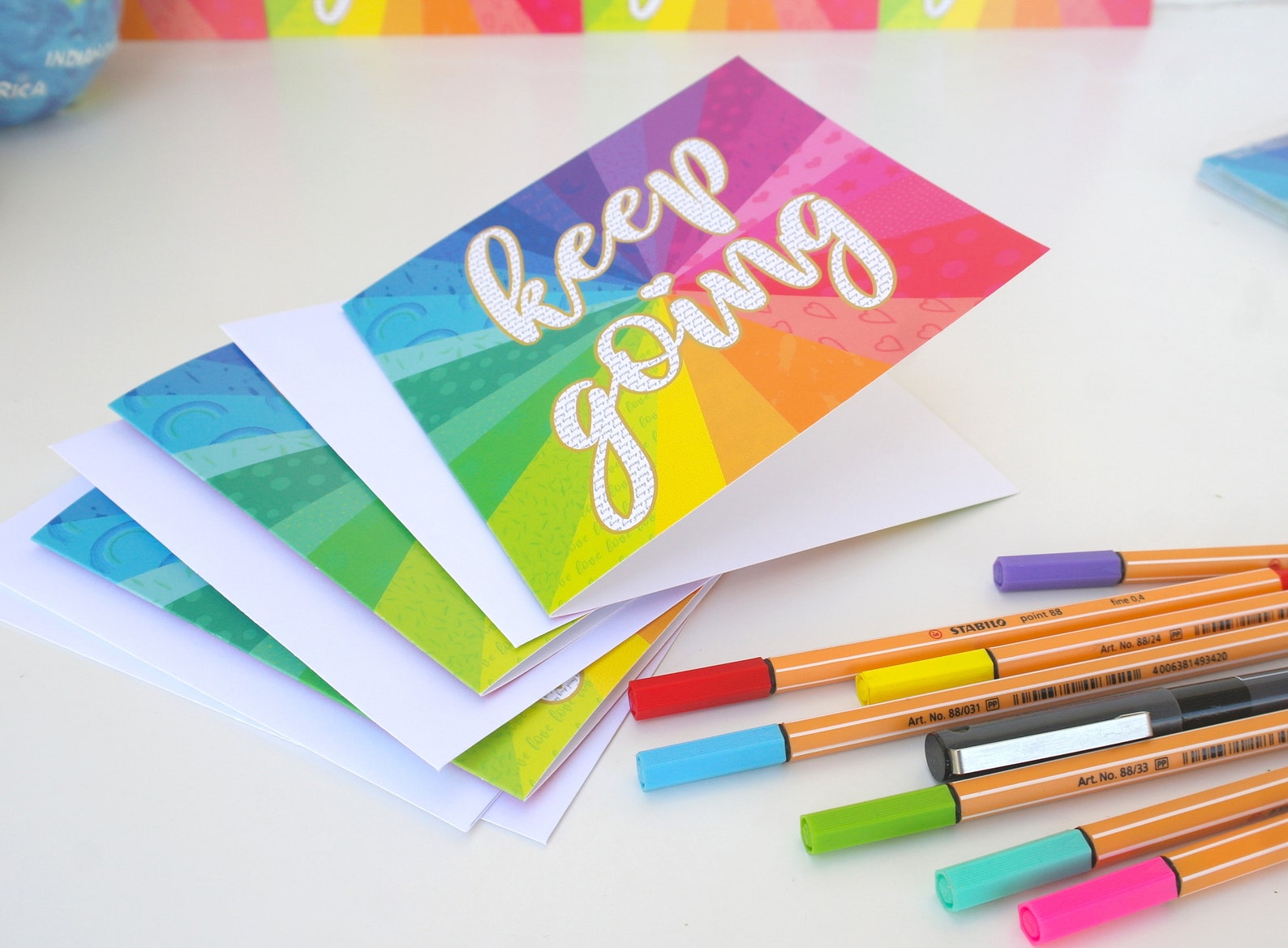 Keep Going Card A Positive Affirmation With a Rainbow of - Etsy