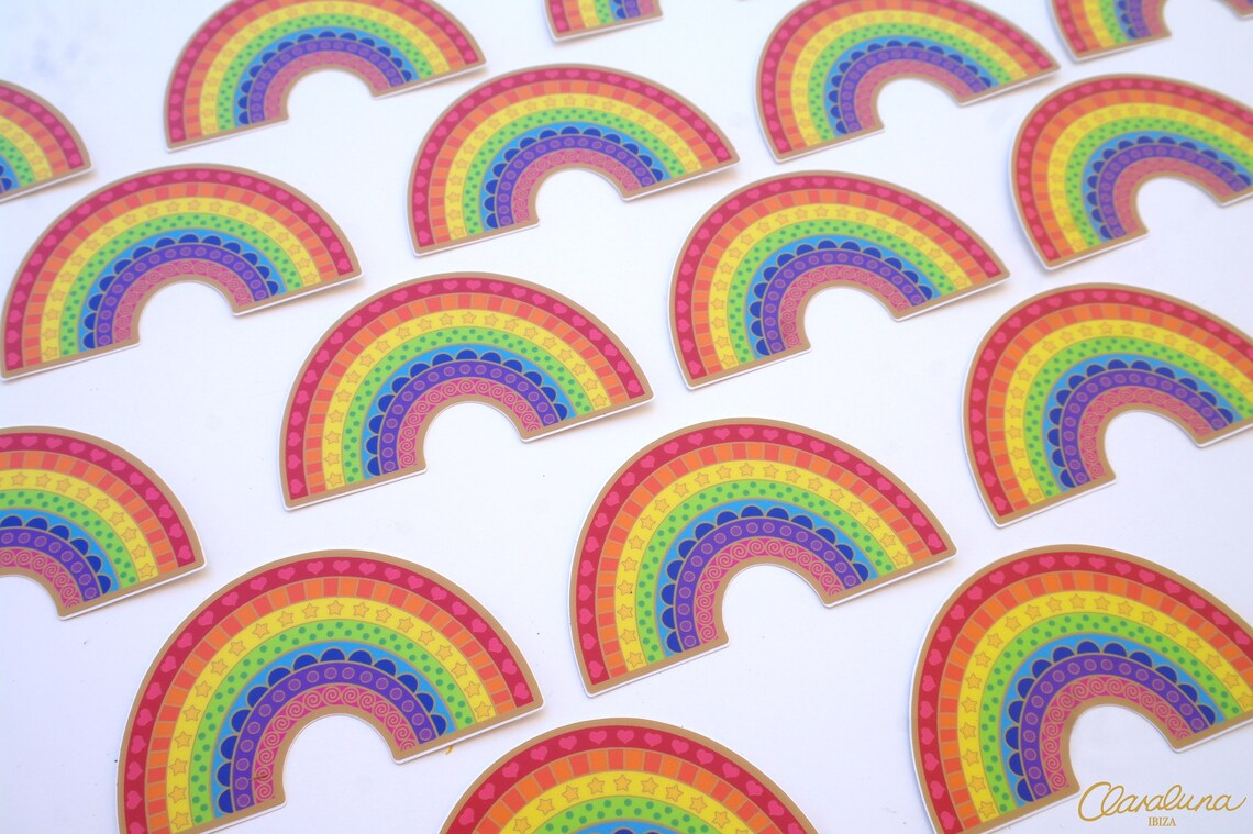 Rainbow Sticker A Happy Rainbow Vinyl Sticker for Use as a | Etsy