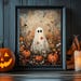 Vintage Cute Ghost Halloween Poster, Charming Pumpkins Field Acrylic ...