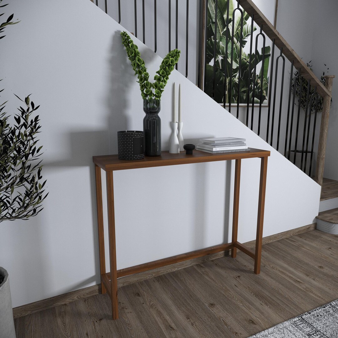 Narrow Wooden Console Table for Entryway, Walnut Hallway Table, Custom ...