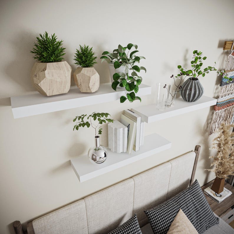 White Floating Shelves, Farmhouse Bathroom Shelves, Book Shelves ...