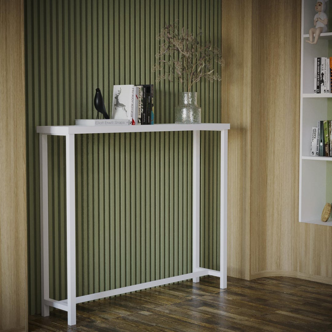 Rustic Narrow Wooden Console Table, Mid Century Modern Table, Custom ...