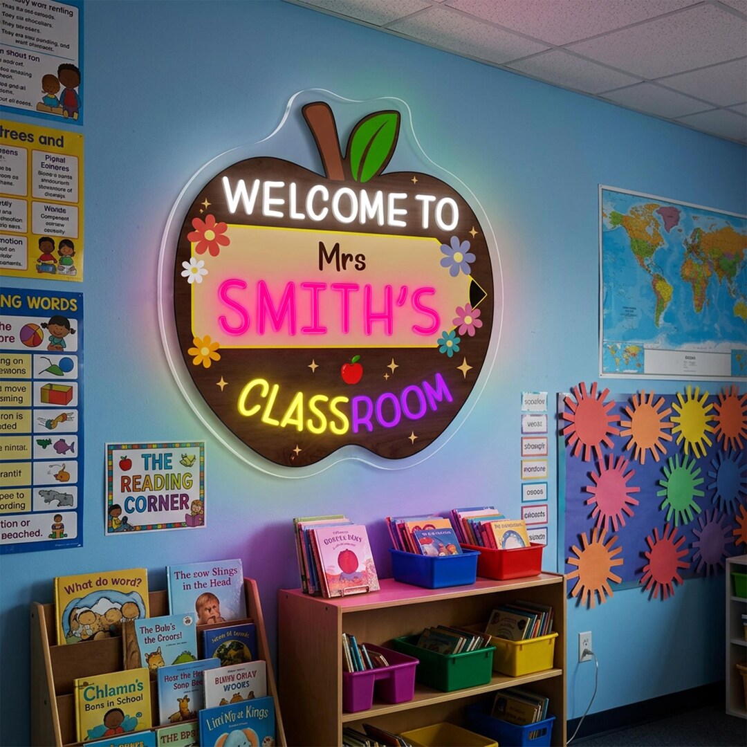 Personalized Classroom Name Sign, Back to School Neon Light, Custom ...