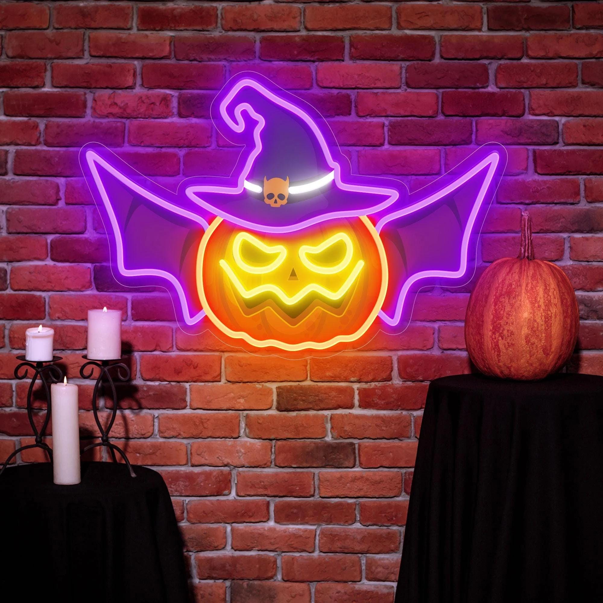 Pumpkin Neon Sign Halloween Decor, Halloween Neon Wall Art Sign, Home ...