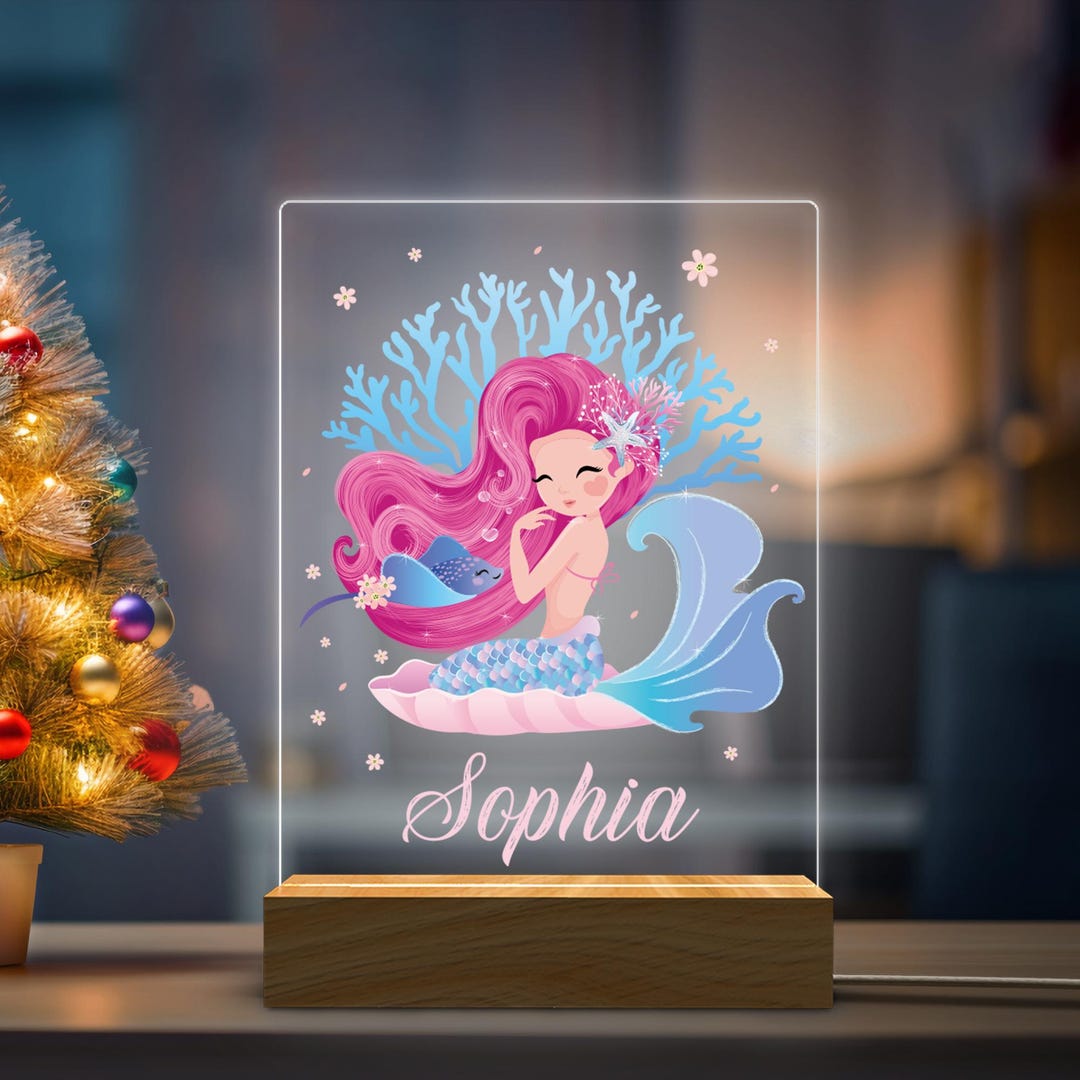 Personalized Mermaid Night Light, Custom Name Kids Night Light, Mermaid ...