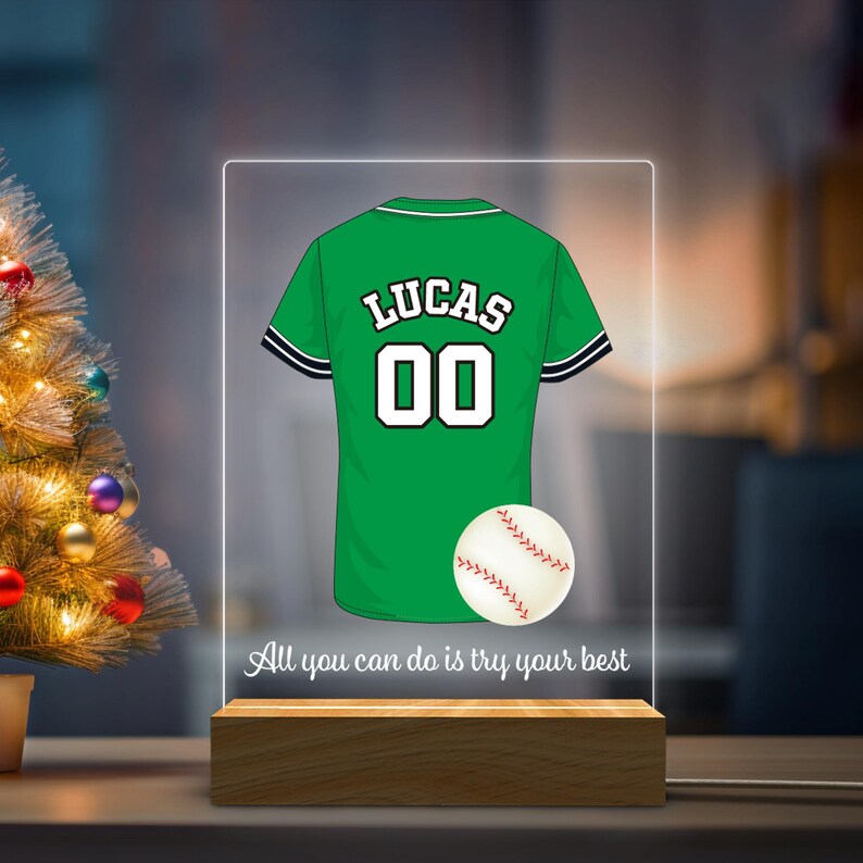 Custom Baseball Night Light, Personalized Baseball Jersey Lamp, Custom ...