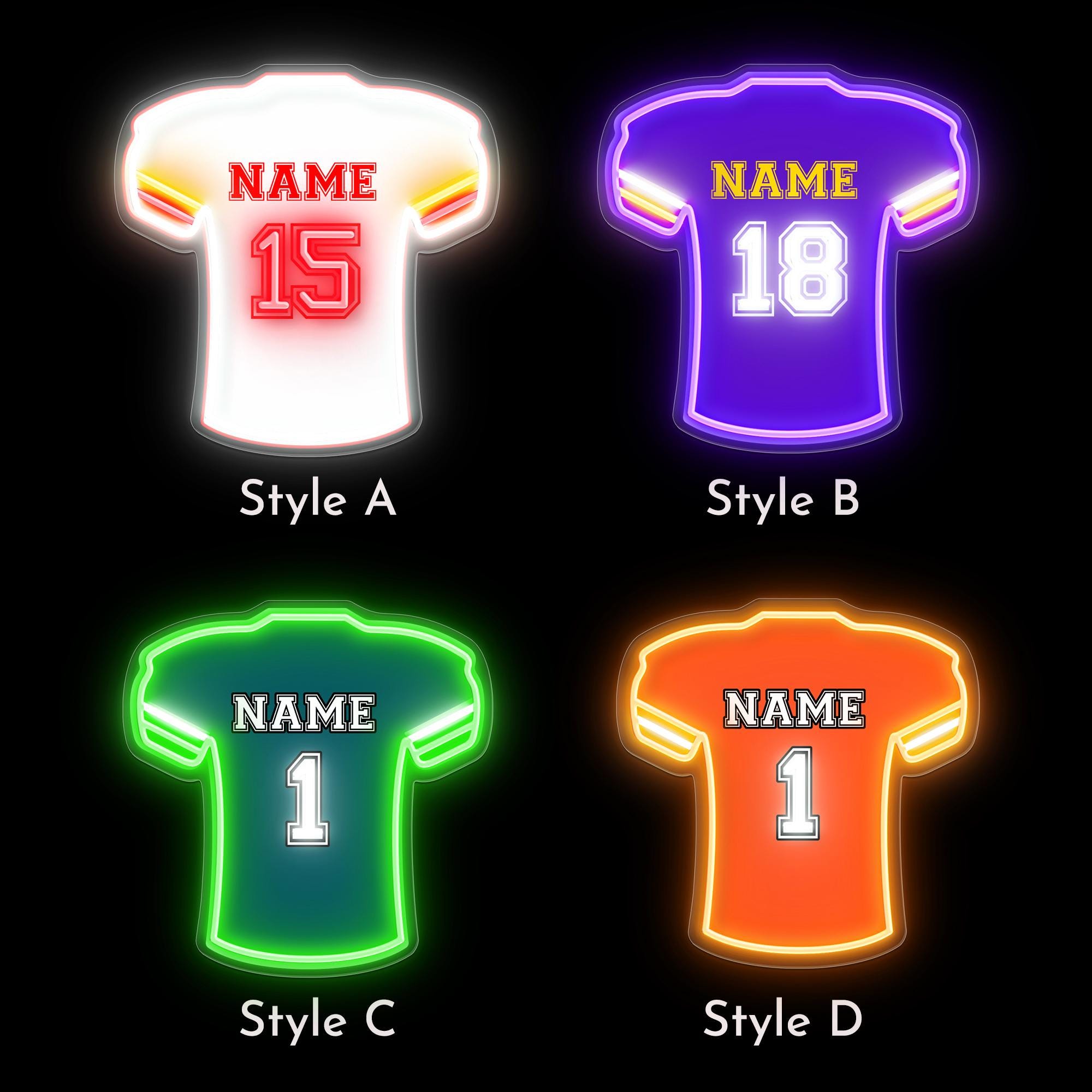 Neon Football Jersey Sign | Custom Football Fans Gift LED Light | Man ...