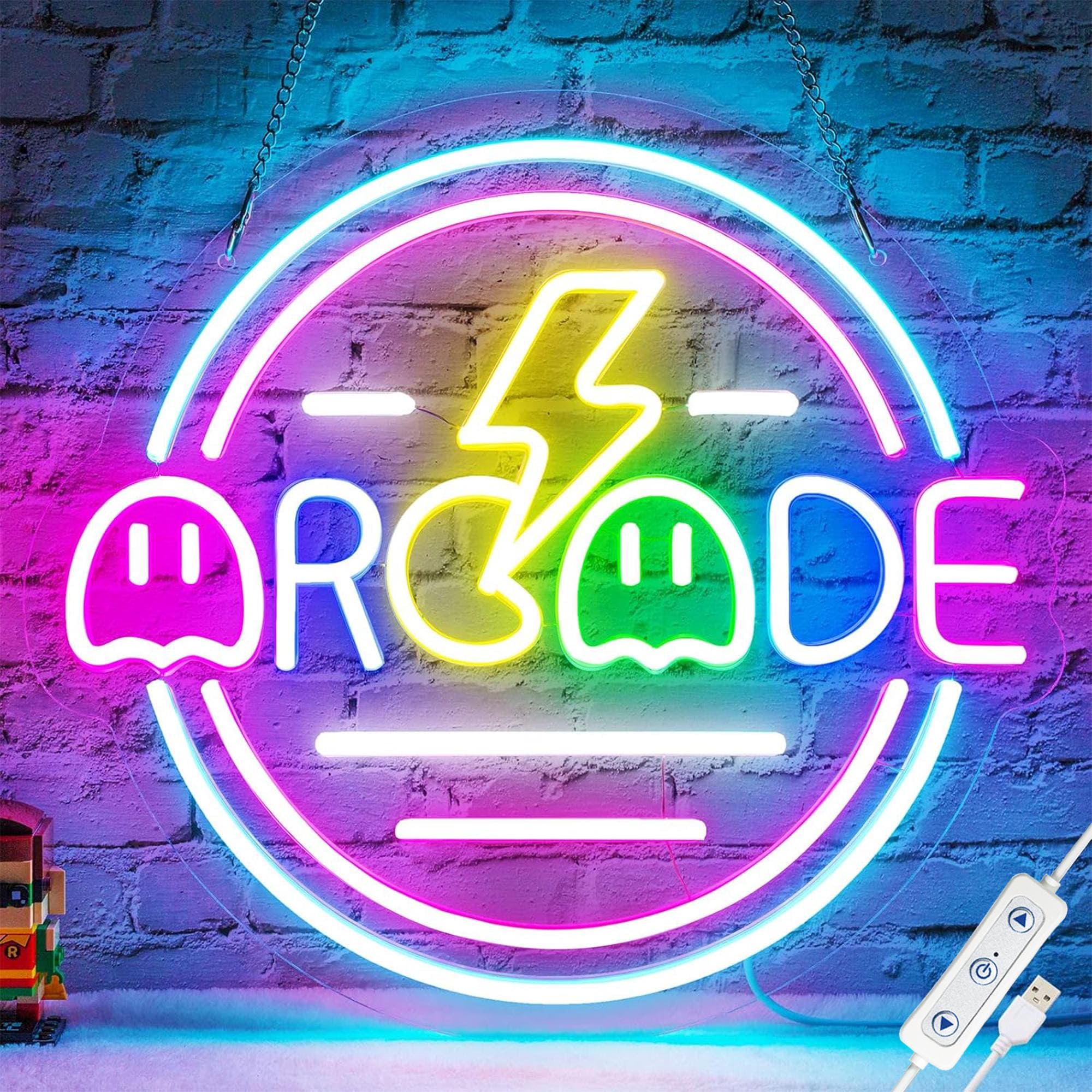 Retro Arcade Neon Sign, Game Room Wall Decor Neon Light, Vintage Arcade ...