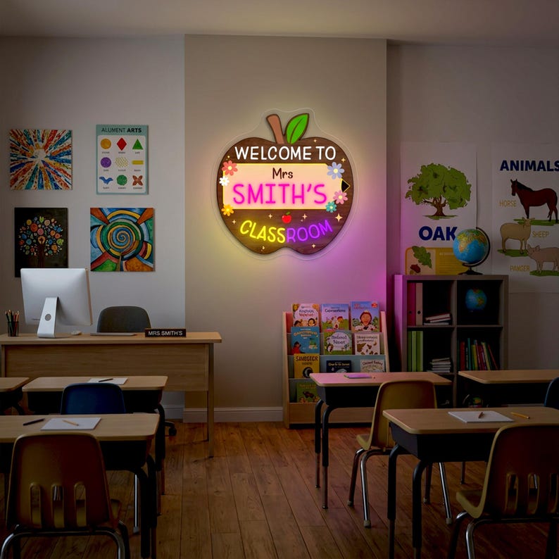 Personalized Classroom Name Sign, Back to School Neon Light, Custom ...