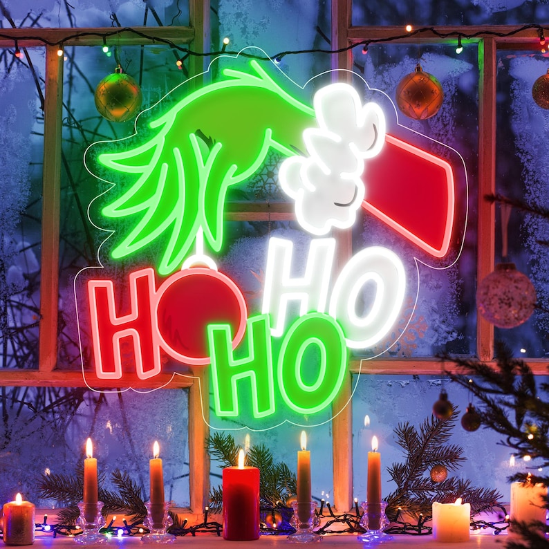 HOHOHO Neon Sign - Vintage Cute LED Christmas Lights for Home Bedroom ...
