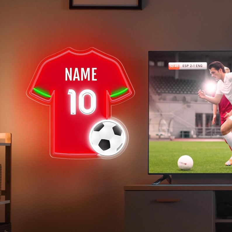 Soccer Jersey Neon Light - Custom Soccer LED Sign Gift for Sports Fans ...