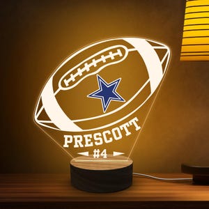 Custom Football Night Light, Personalized Football Lover Gift, Boy ...
