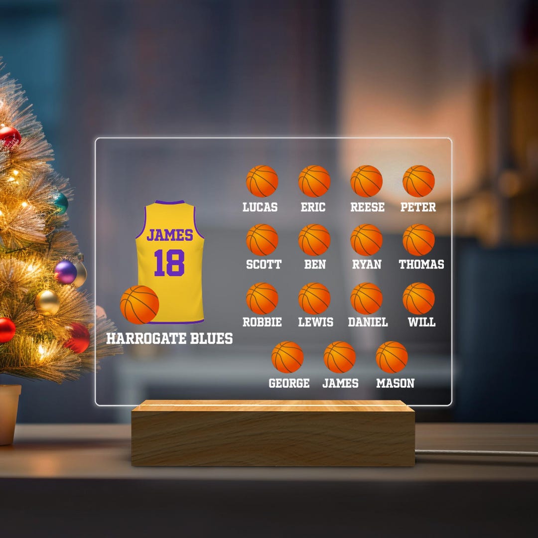 Custom Basketball Shirt Night Light, Team Members Name Lamp ...