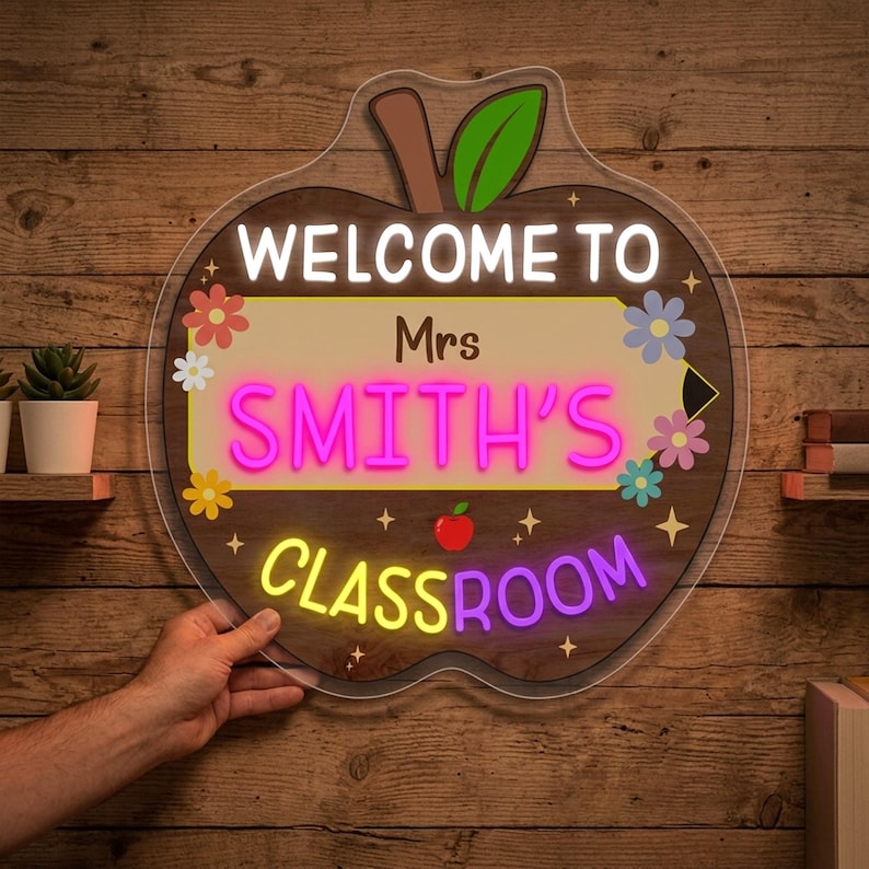 Personalized Classroom Name Sign, Back to School Neon Light, Custom ...
