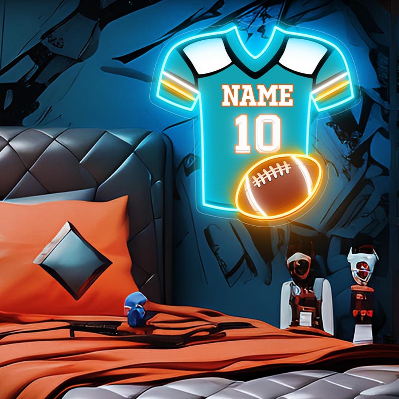 Custom Football Neon Sign, Personalized Name & Number Jersey Led Neon ...