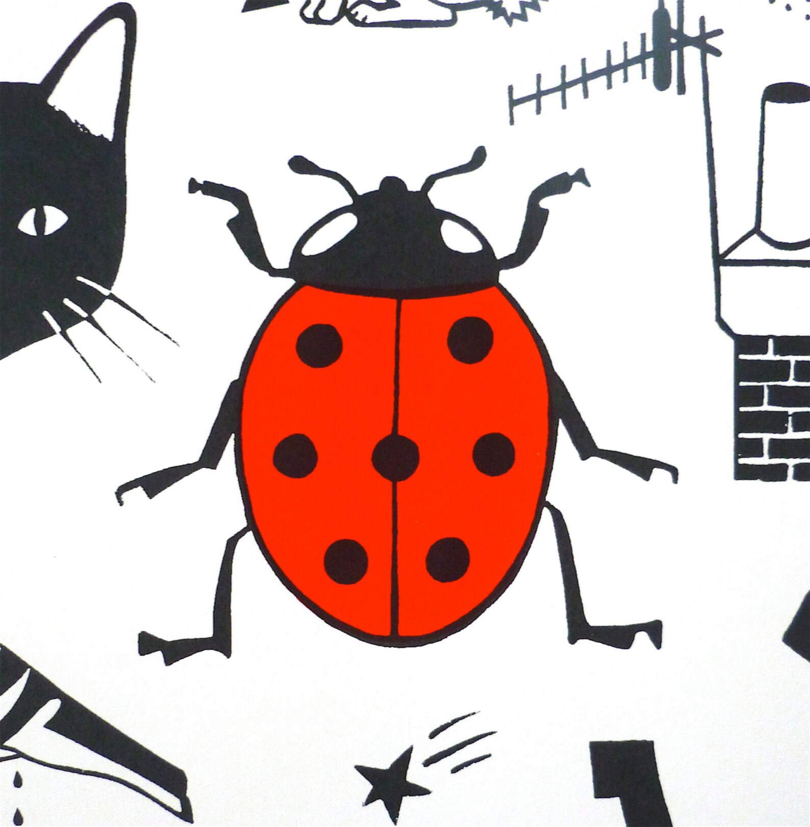 Art Screen Print Lucky Things Limited Edition Typography Orange Red ...